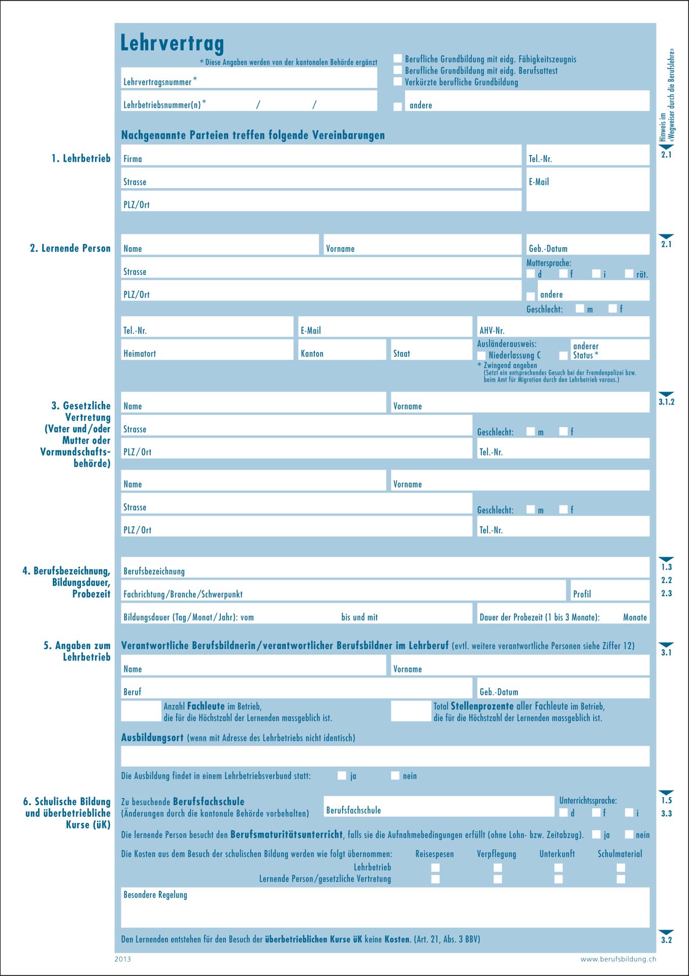 Lehrvertrag (Set à 10 Ex.) | SDBB